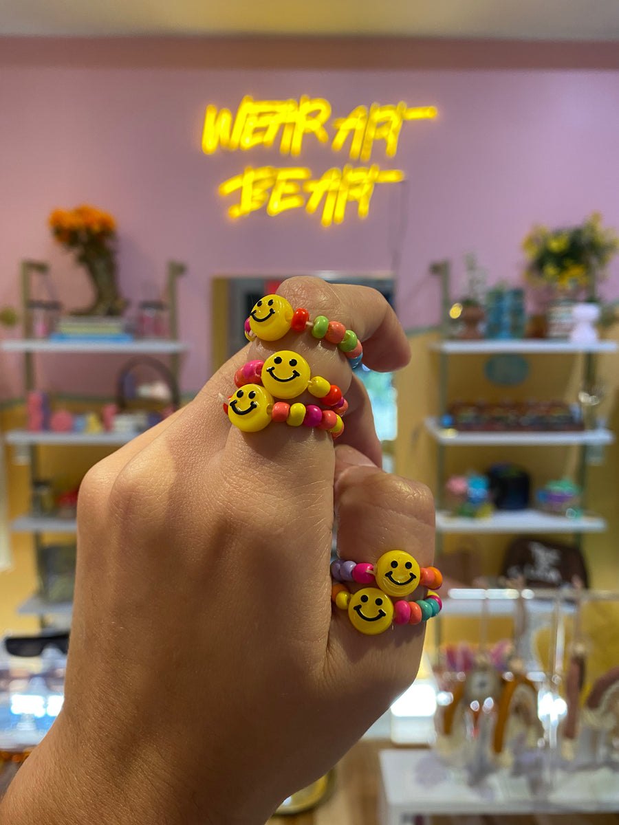 Rainbow Smiley Beaded Ring – True Lucia
